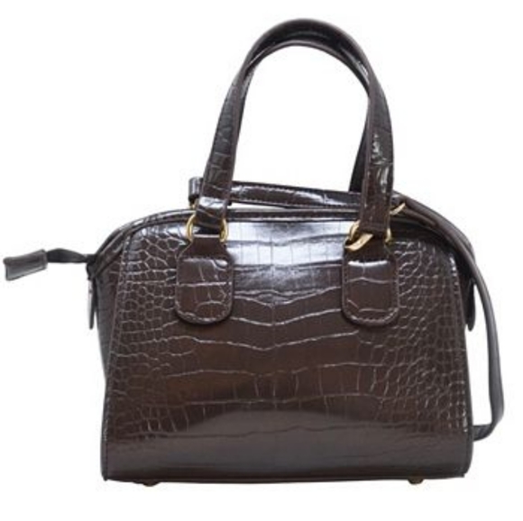 bebe | Bags | Nwt Bebe Chocolate Brown Fabiola Mini Croco Crossbody ...